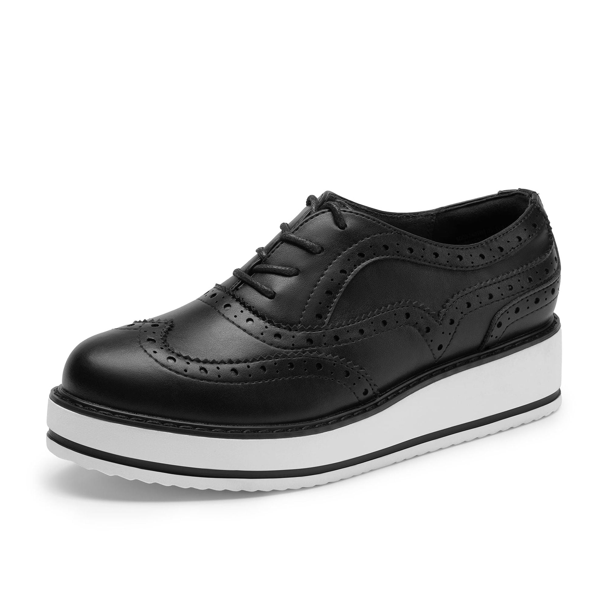 BURUDANI Women's Platform Wingtip Oxfords Lace-Up Round-Toe Dress Shoes ...
