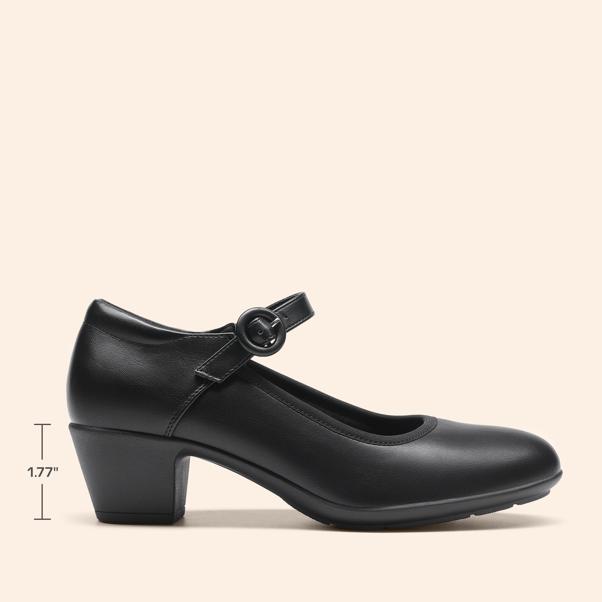 BURUDANI Women's Pumps Low Chunky Mary Jane Heels Closed Toe ...