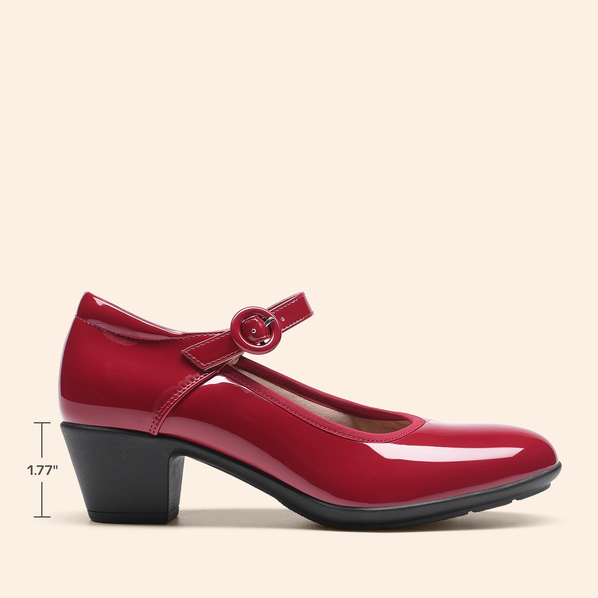 BURUDANI Women's Pumps Low Chunky Mary Jane Heels Closed Toe ...