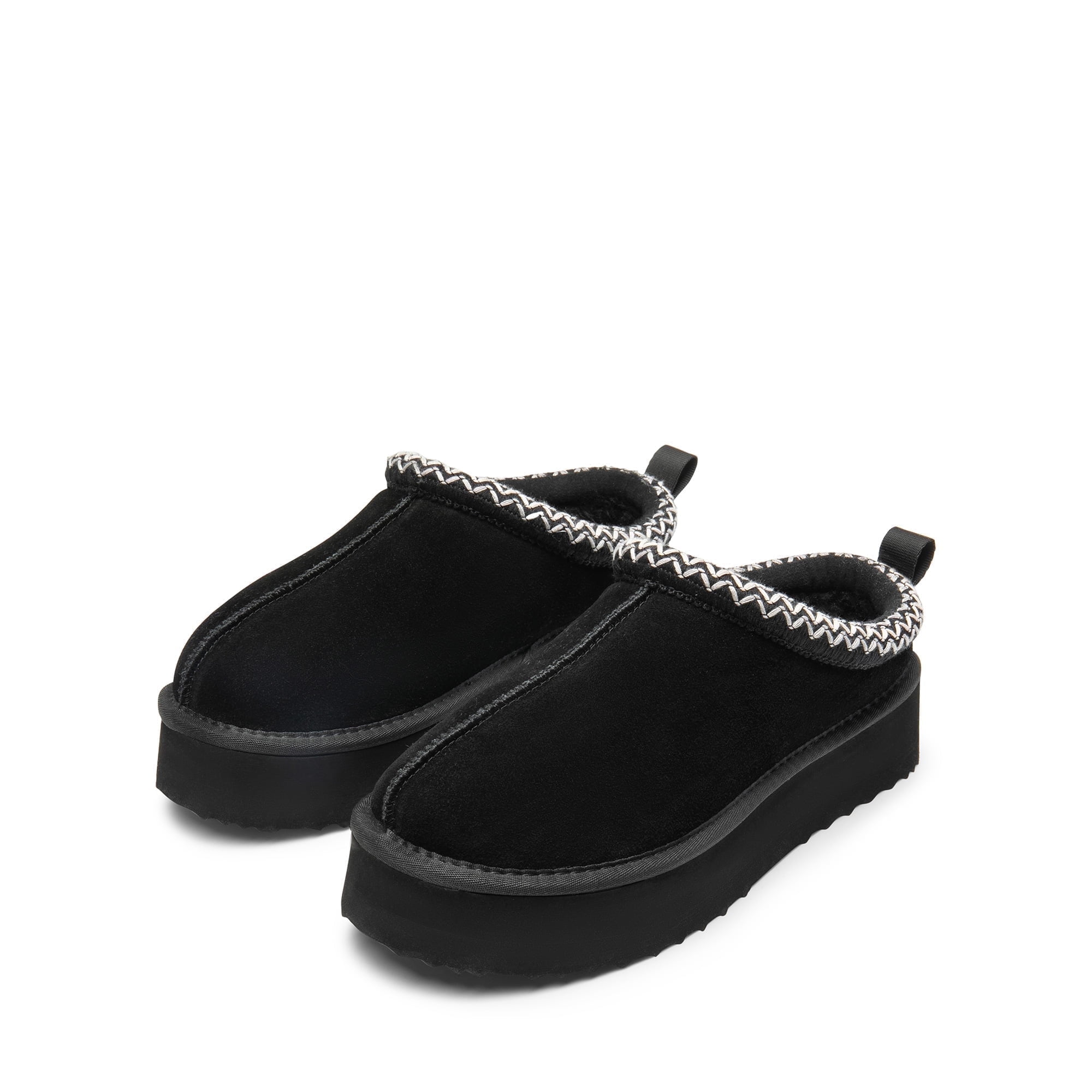BURUDANI Women's Suede Platform Slip-on Slippers Clog Winter Warm Shoes ...