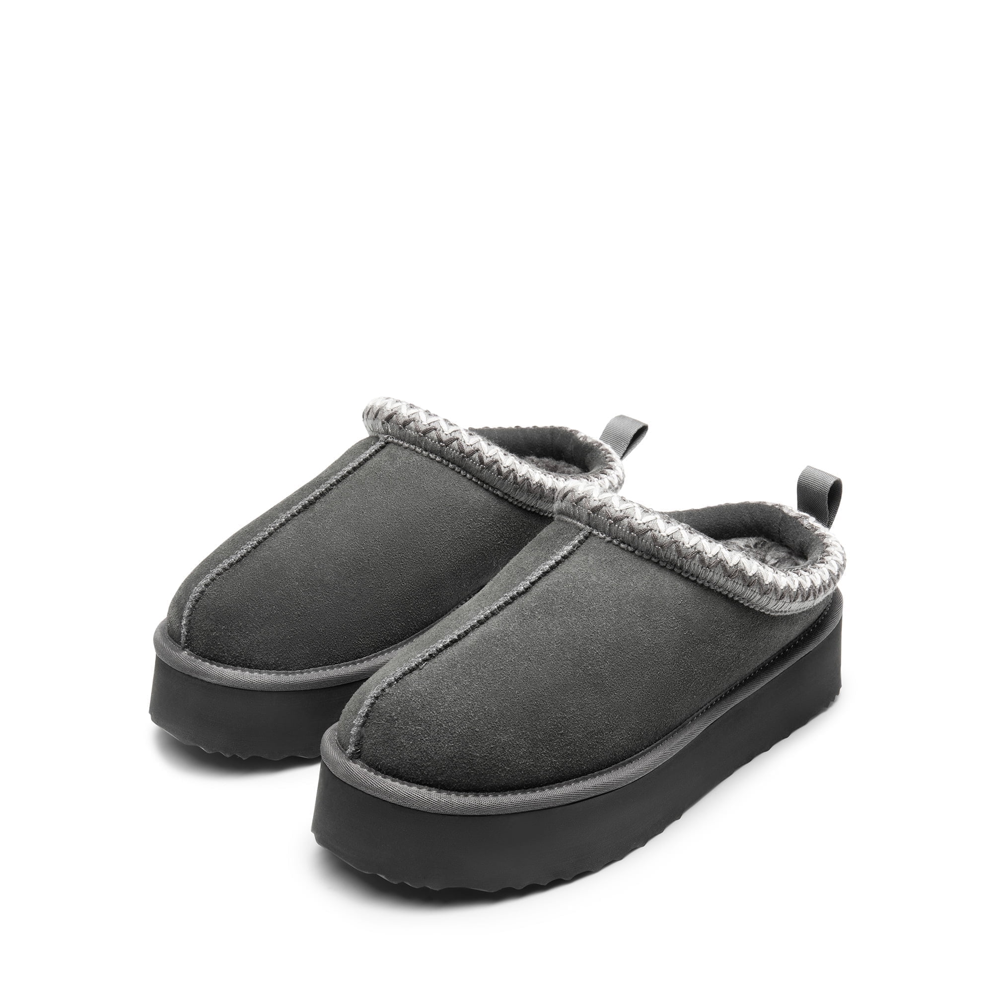 BURUDANI Women's Suede Platform Slip-on Slippers Clog Winter Warm Shoes ...
