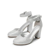 BURUDANI Womens High Heel Closed Toe Chunky Wedding Shoes Pumps ...