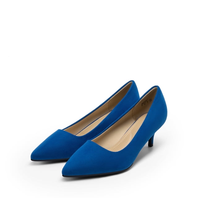 BURUDANI Womens Low Heel Stiletto Pump Shoes Round Toe Slip On Dress ...