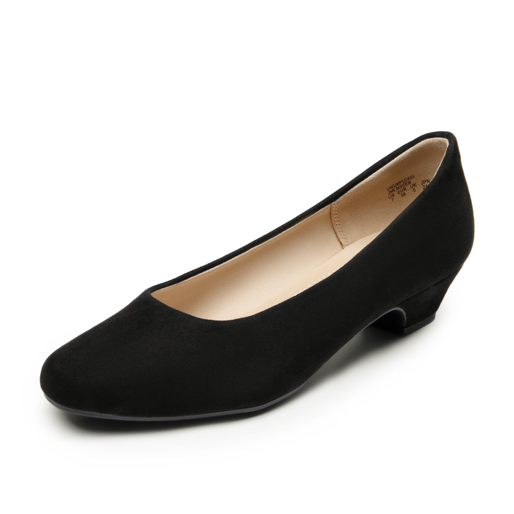 BURUDANI Women Fashion Heel Pump Shoes Low Chunky Slip On Round Toe ...