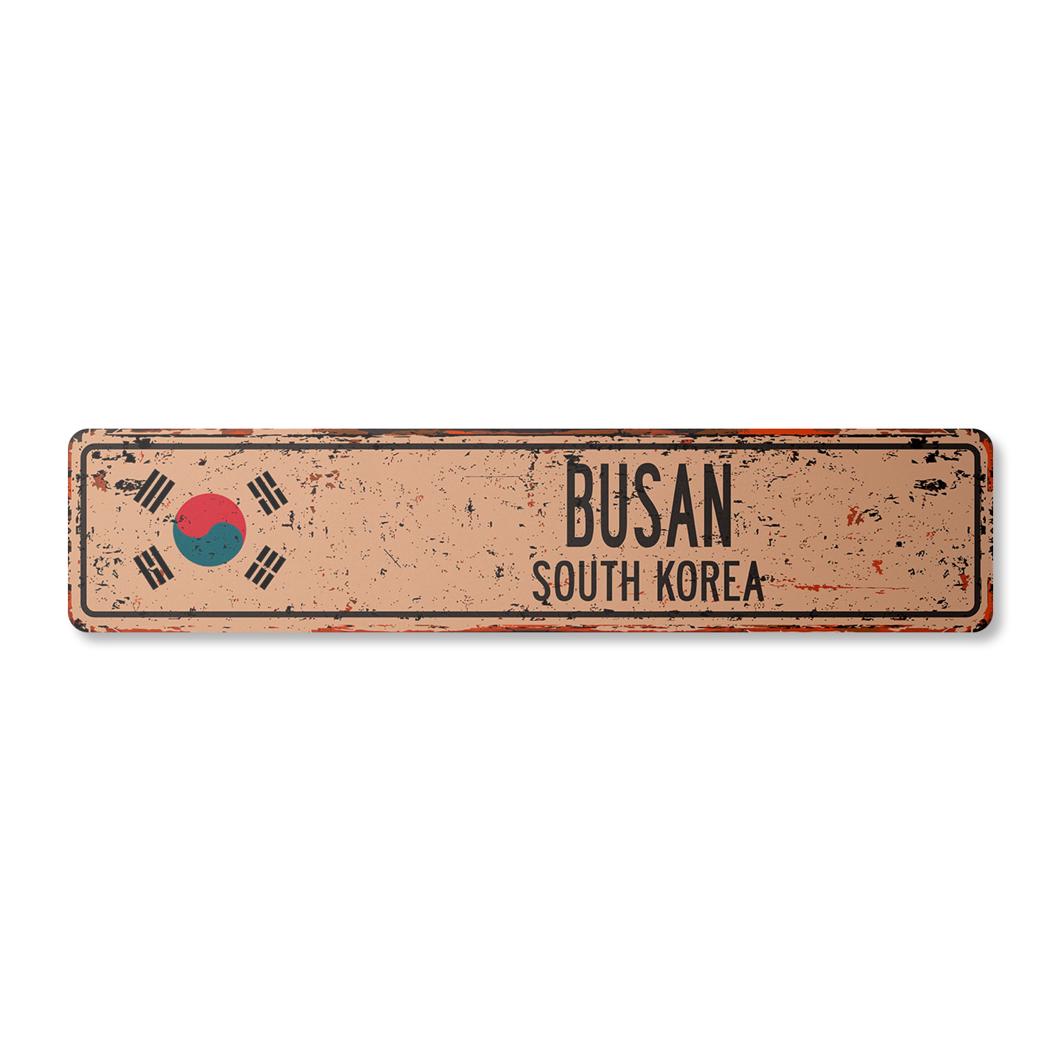 BUSAN SOUTH KOREA Vintage Aluminum Street Sign South Korean flag city ...
