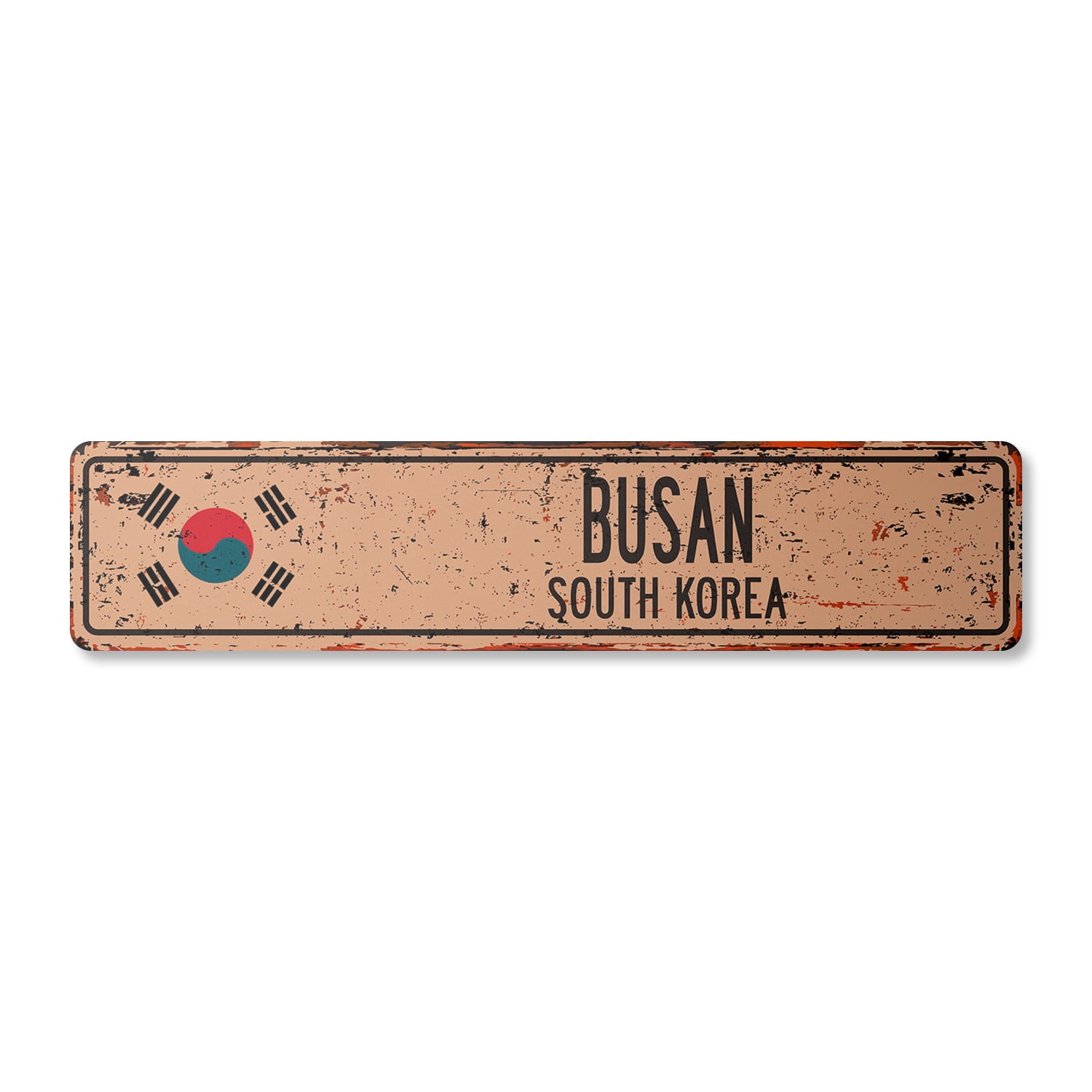 BUSAN SOUTH KOREA Vintage Plastic Street Sign South Korean flag city ...