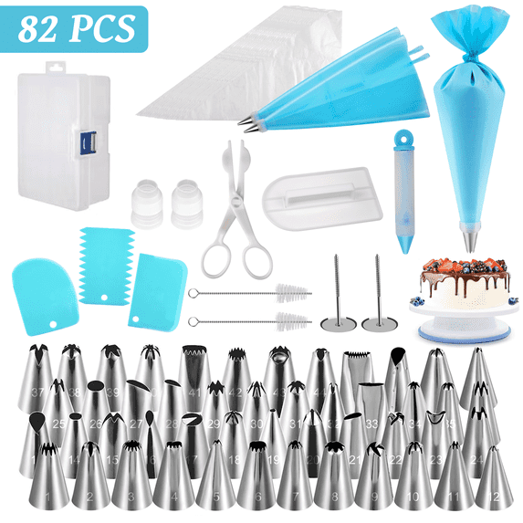 BUSATIA 82pcs Piping Bags and Tips Set, 12 Inch Frosting Piping Bags ...