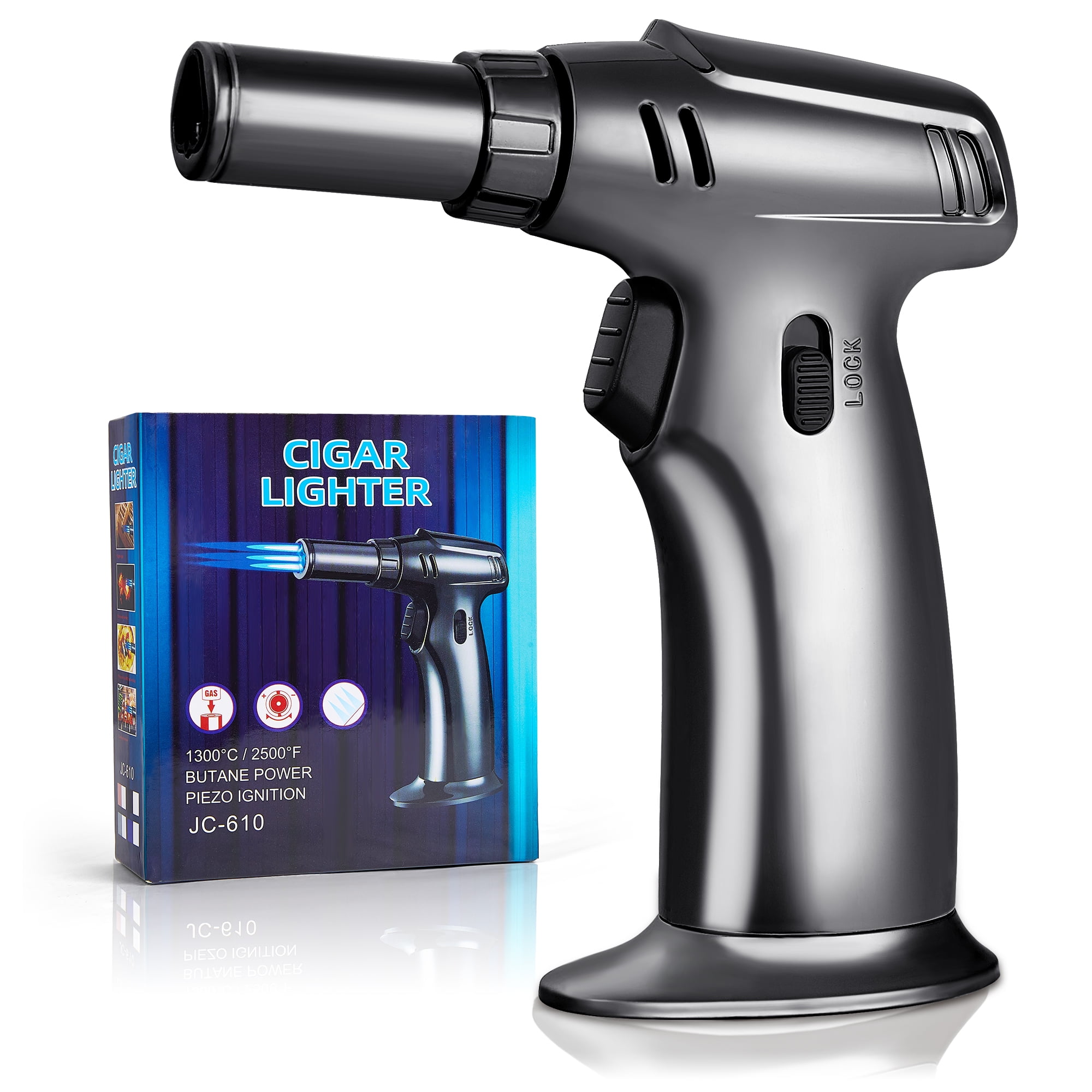 BUSATIA Butane Refill Torch, Culinary Mini Cooking Lighter, Adjustable Flame, Safety Lock, 1300Â ...