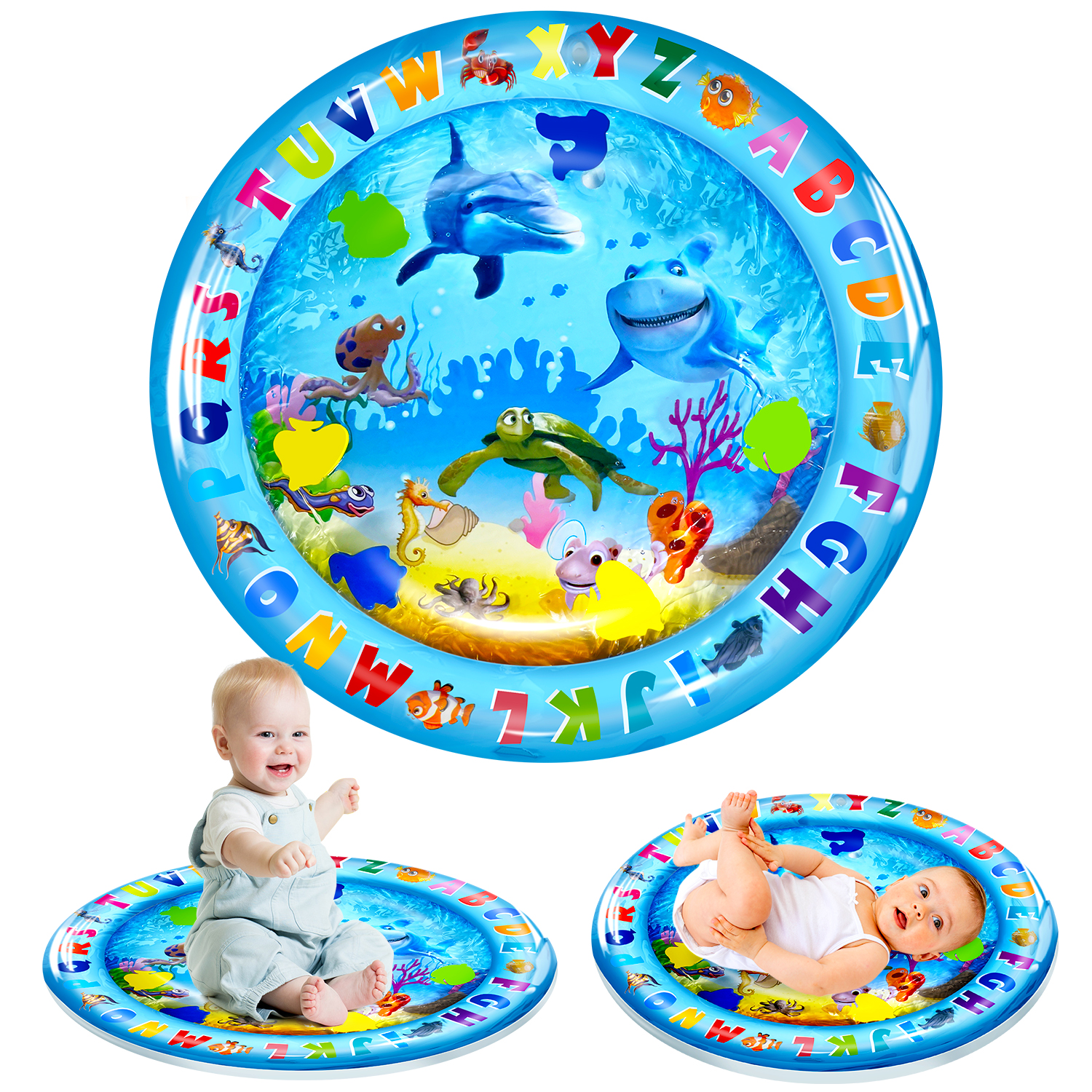 Romacci Inflatable Baby Water Mat Infant Tummy Time Playmat Toddler Fun ...
