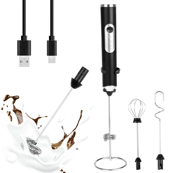 Rechargeable Electric Milk Frother 3 Speed Handheld Foam Maker Mixer ...