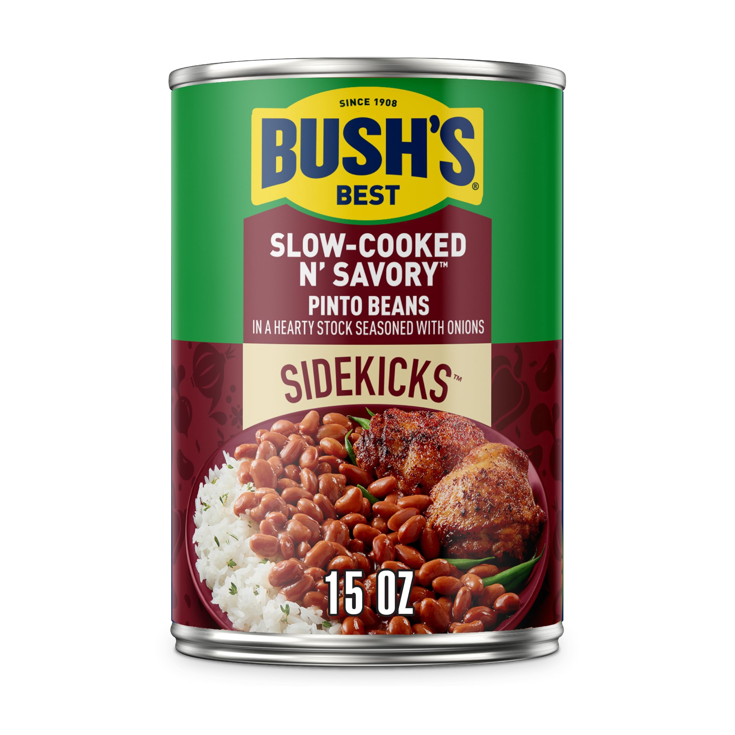 BUSH'S BEST 15oz Canned Slow-Cooked N' Savory Pinto Beans, Source of ...