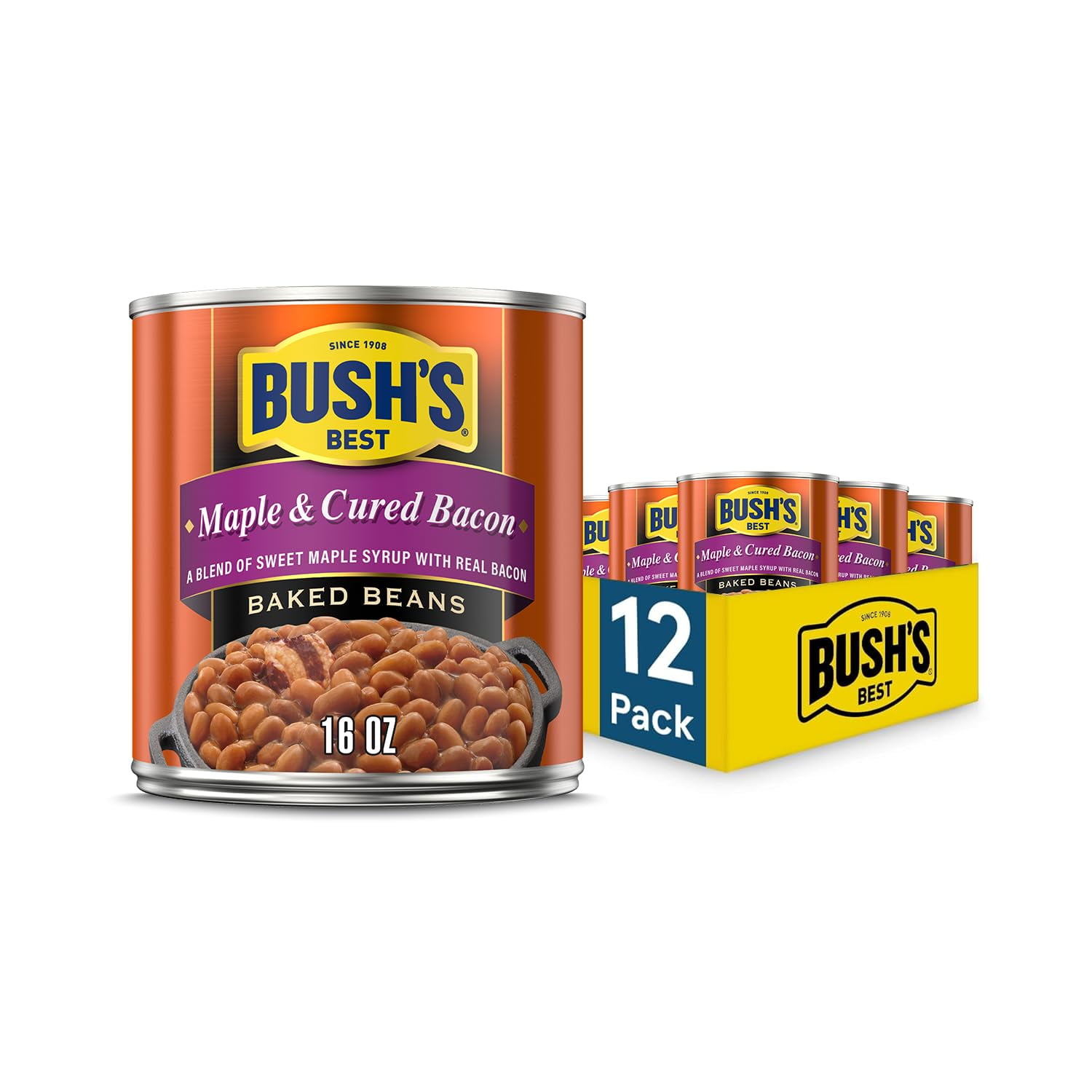 BUSH'S BEST 16 oz Canned Maple KKS1 Cured Bacon Baked Beans Source of ...