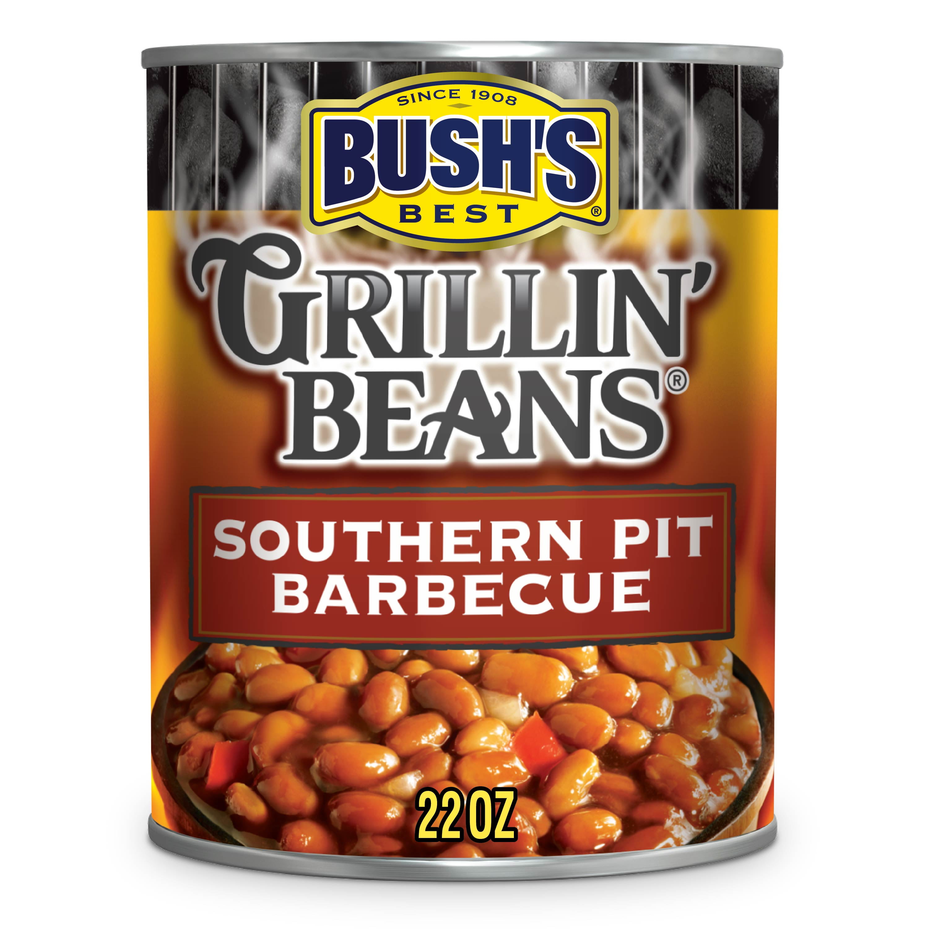 BUSH'S BEST Southern Pit BBQ Grillin' Beans, Pack of 6, Plant Based ...
