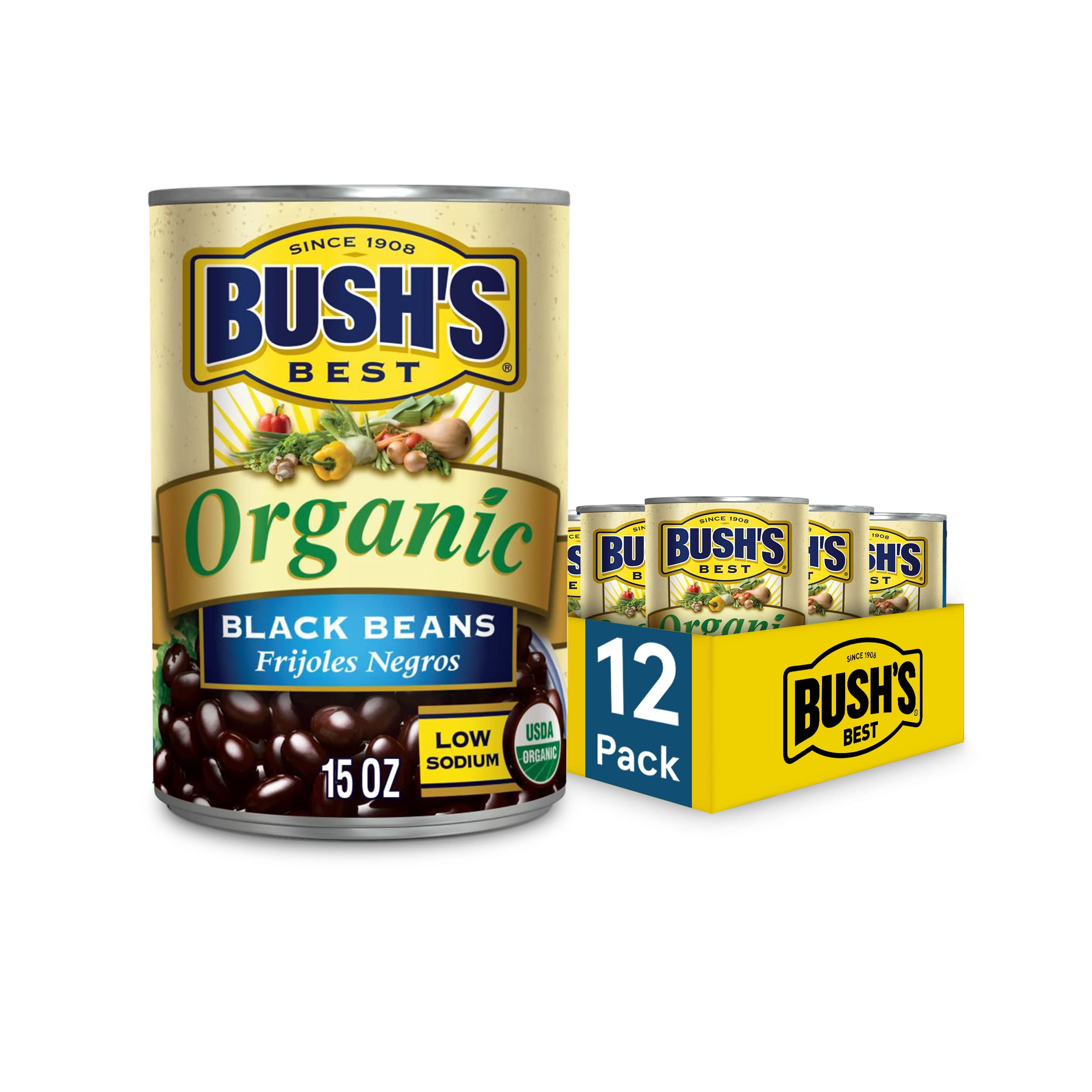 BUSH'S BEST Organic AJH3 Beans, 15 Ounce Can ,Canned Beans,USDA ...