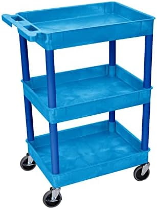 BUSTC111BU Multipurpose Utility Tub Cart with Three Shelves Each with 2 ...