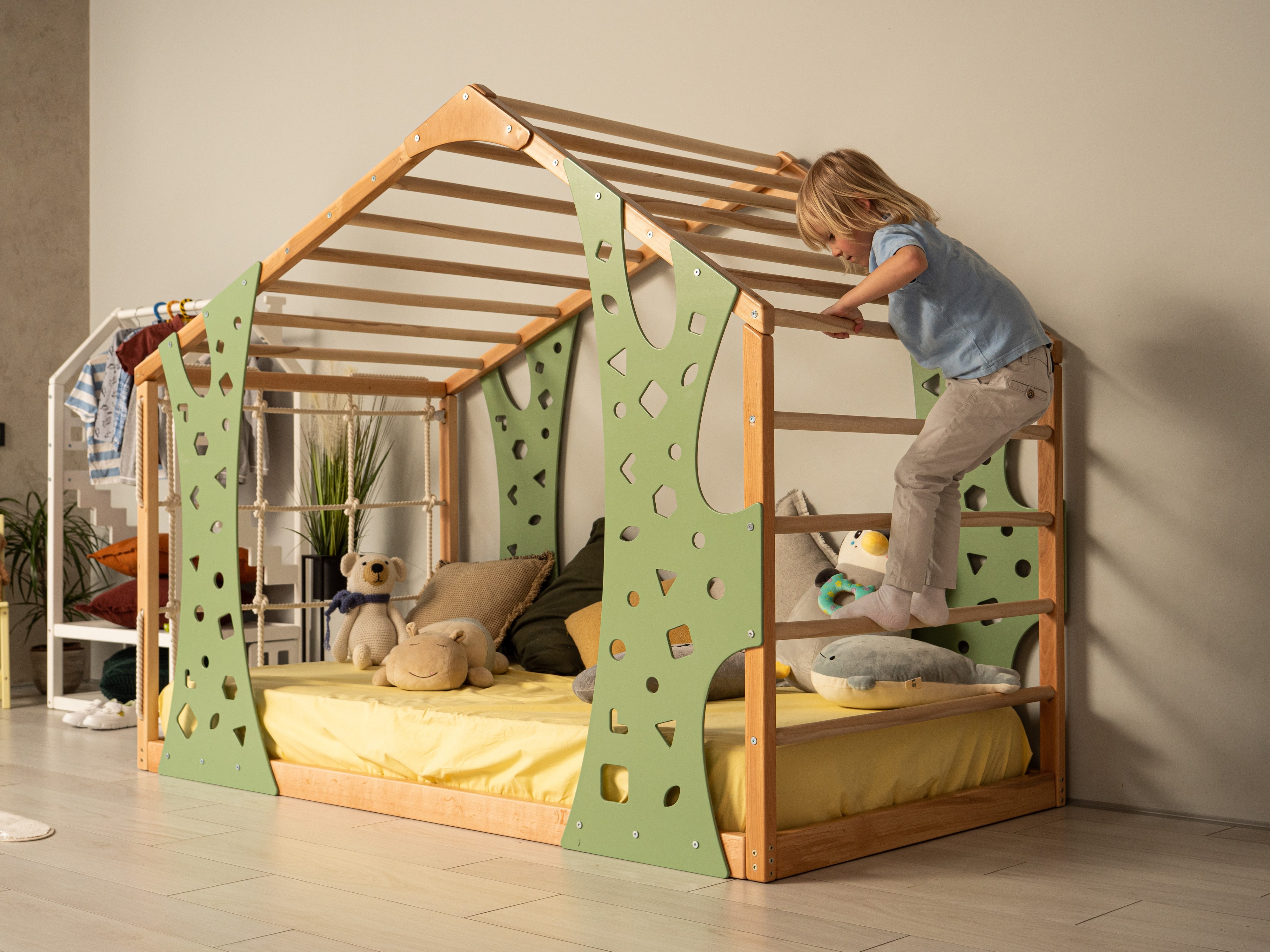 BUSYWOOD Monkey Bed - Twin Bed - Montessori Bed for Toddlers - Floor ...