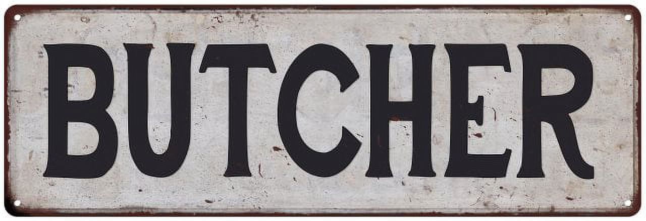 BUTCHER Vintage Look Rustic Metal 6x18 Sign City State 106180041082 ...