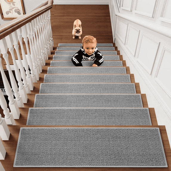 BUTIED 8"x30" Non-Slip Stair Treads with Rubber Backing - Indoor ...