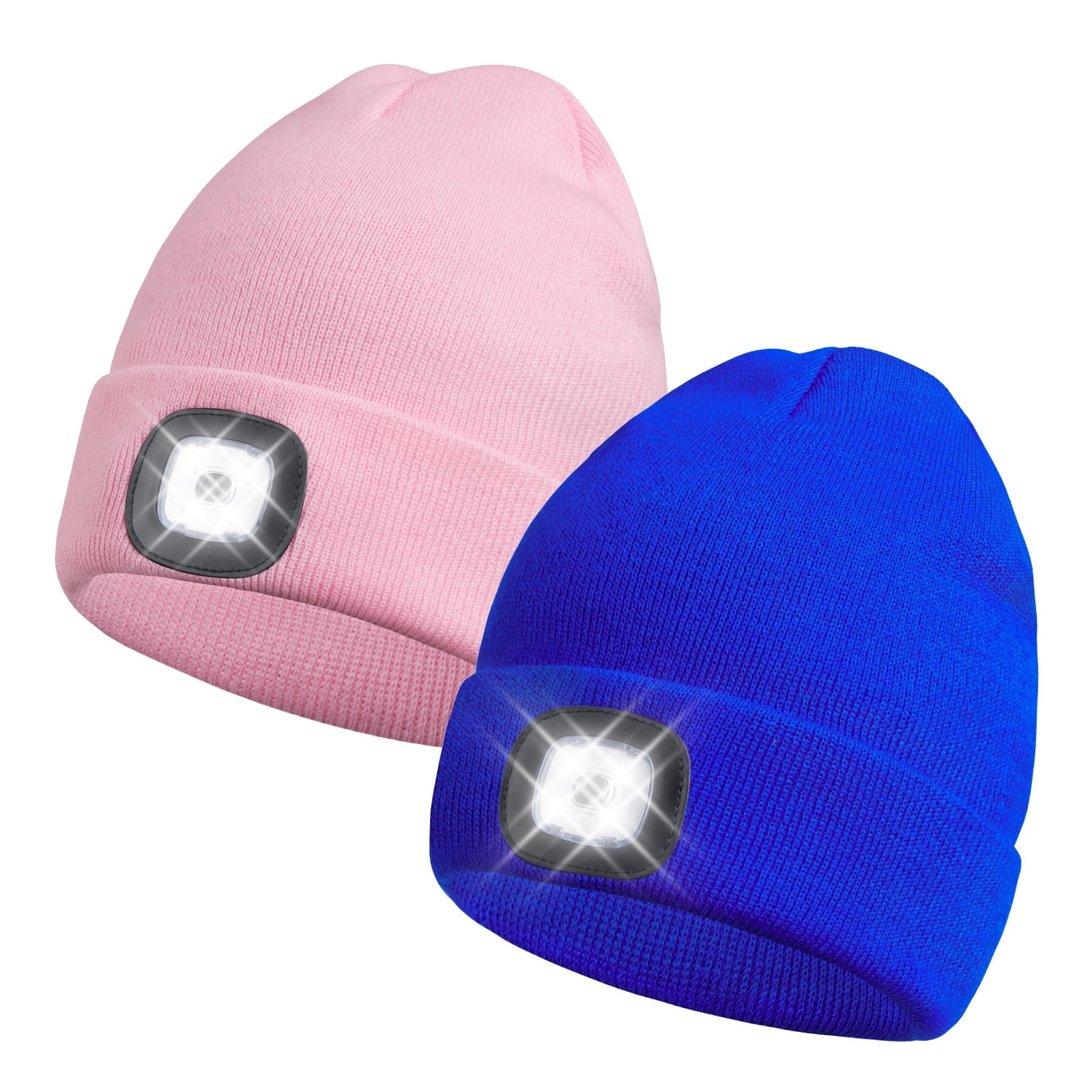 BUTKLNYTS 2 PACK LED Beanie Hat with Rechargeable Headlamp-Warm Knit ...