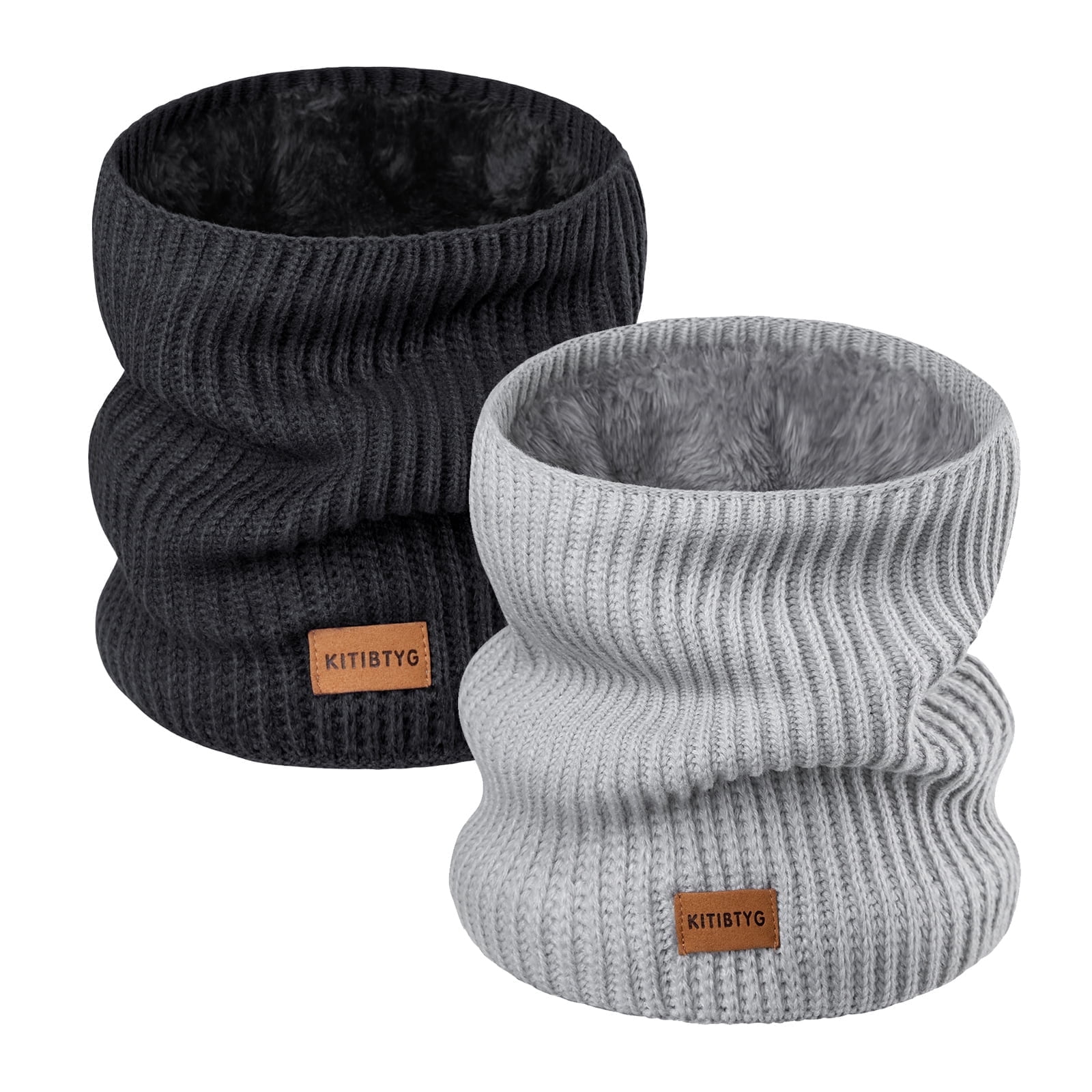 BUTKLNYTS 2-Pack Knitted Neck Warmer ，Knitting Fleece Scarf Gaiter Mask ...