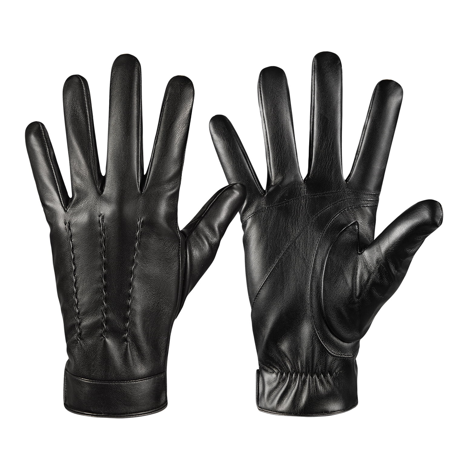 BUTKLNYTS Men's and Women's PU Leather Gloves - Cozy, Fashionable & Versatile - Ideal for Winter ...