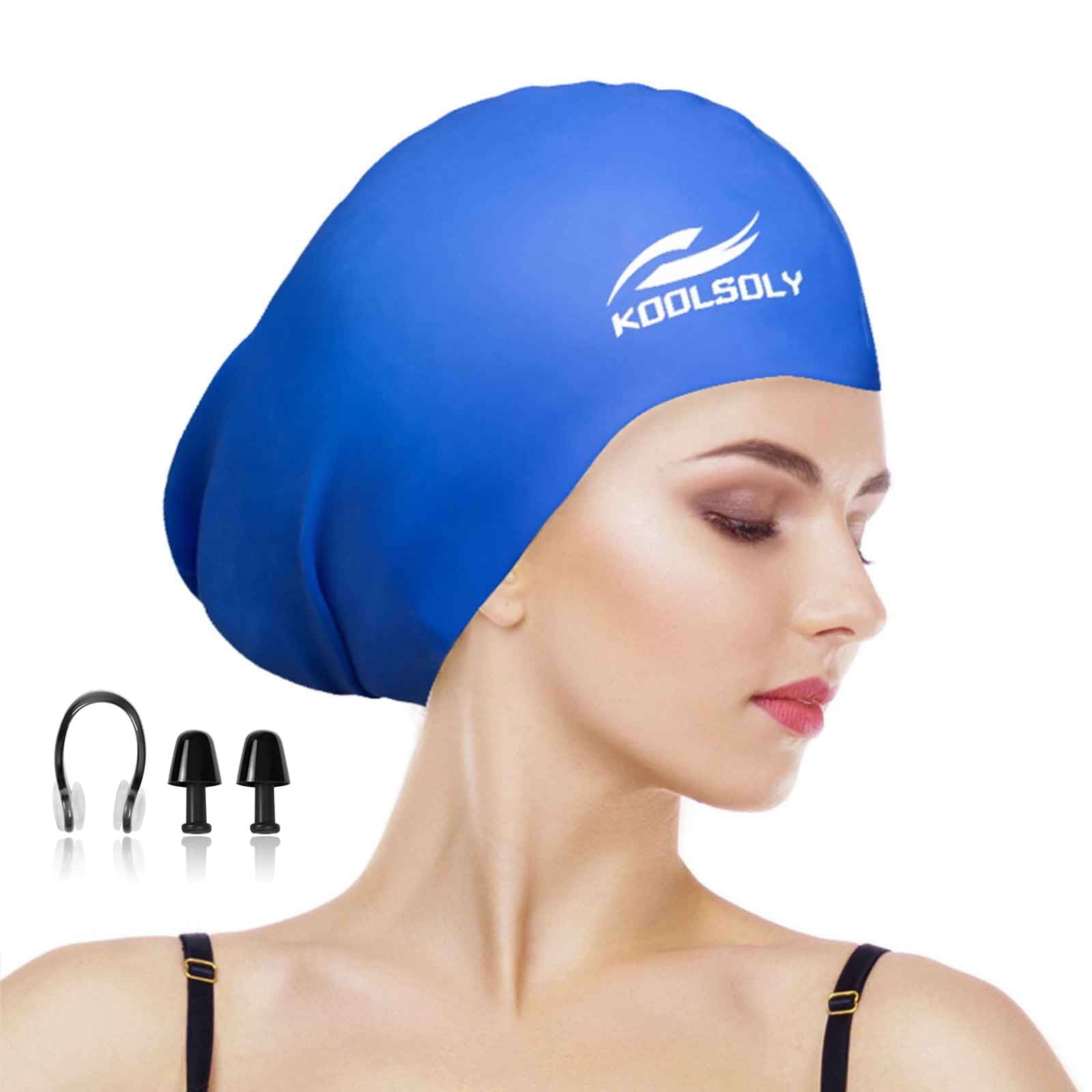 BUTKLNYTS Silicone Swim Caps, Long Hair Friendly, Waterproof, with Ear ...