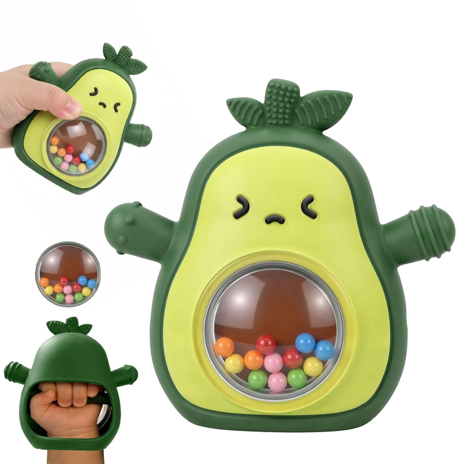 BUTOMKY Avocado Silicone Baby Rattle Teething Mitten Toys, BPA Free ...