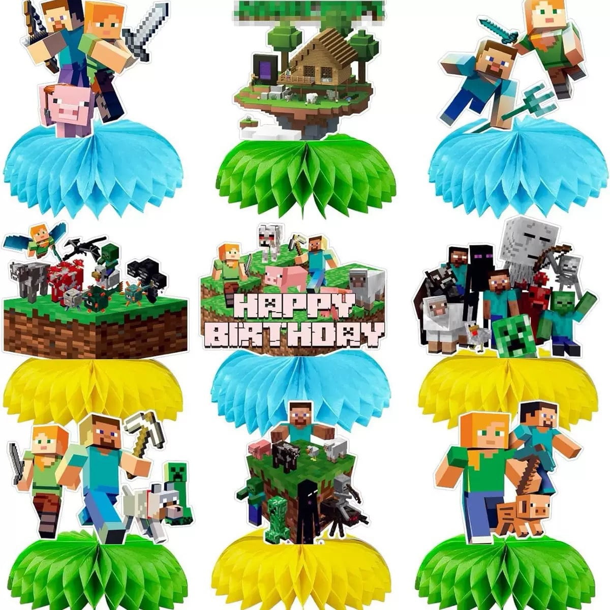 BUTOMKY Minecraft Birthday Party Supplies,Minecraft Honeycomb Table ...