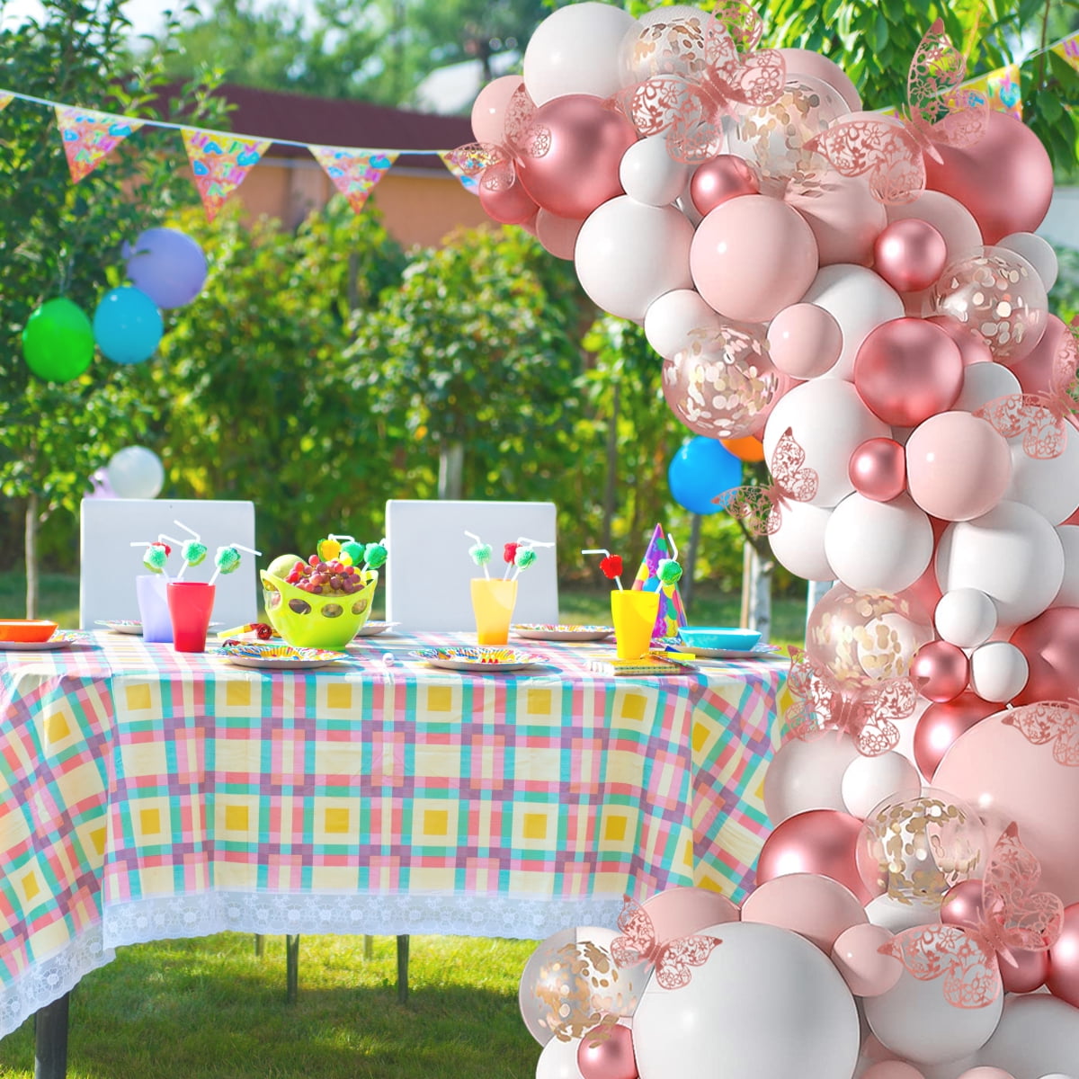 BUTORY 139Pcs Pink Purple Balloon Garland Arch Kit Reusable Butterfly ...