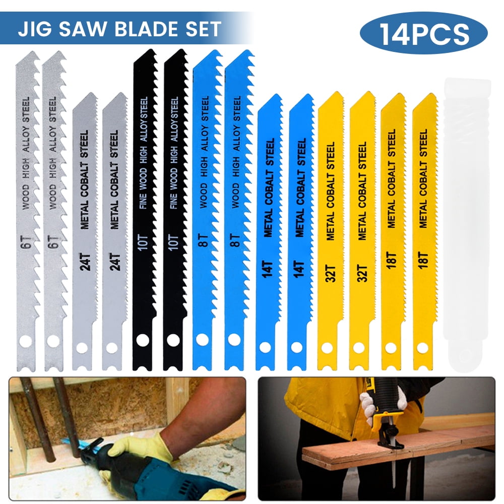 BUTORY 14 Pcs Portable Jig Saw Blade Universal Jig Saw Blade Set U ...