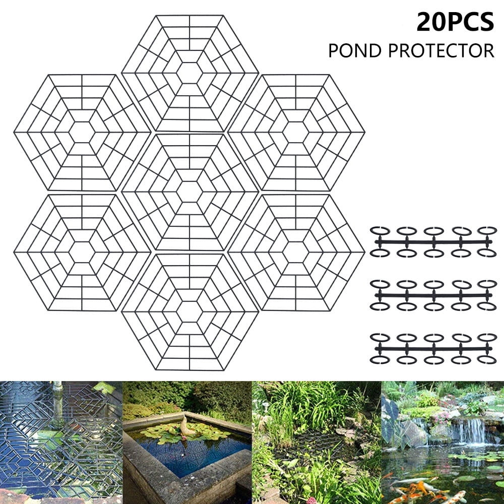 BUTORY 20PCS Pond Fish Guard Floating Net Hexagon Pond Floating Net ...