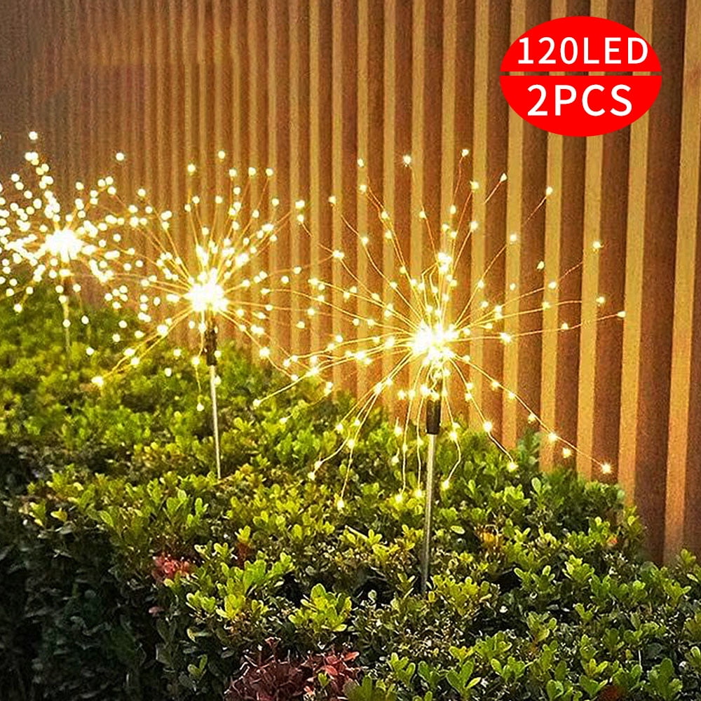 BUTORY 2PCS 120 LED Solar Light Outdoor Grass Globe Dandelion Lamp ...