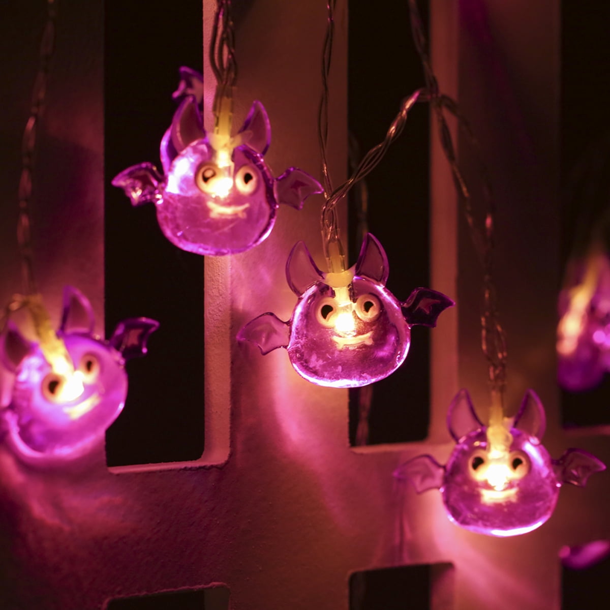 BUTORY 2Pcs LED Skeleton Pumpkin Ghost Bat Hanging Fairy String Lights ...