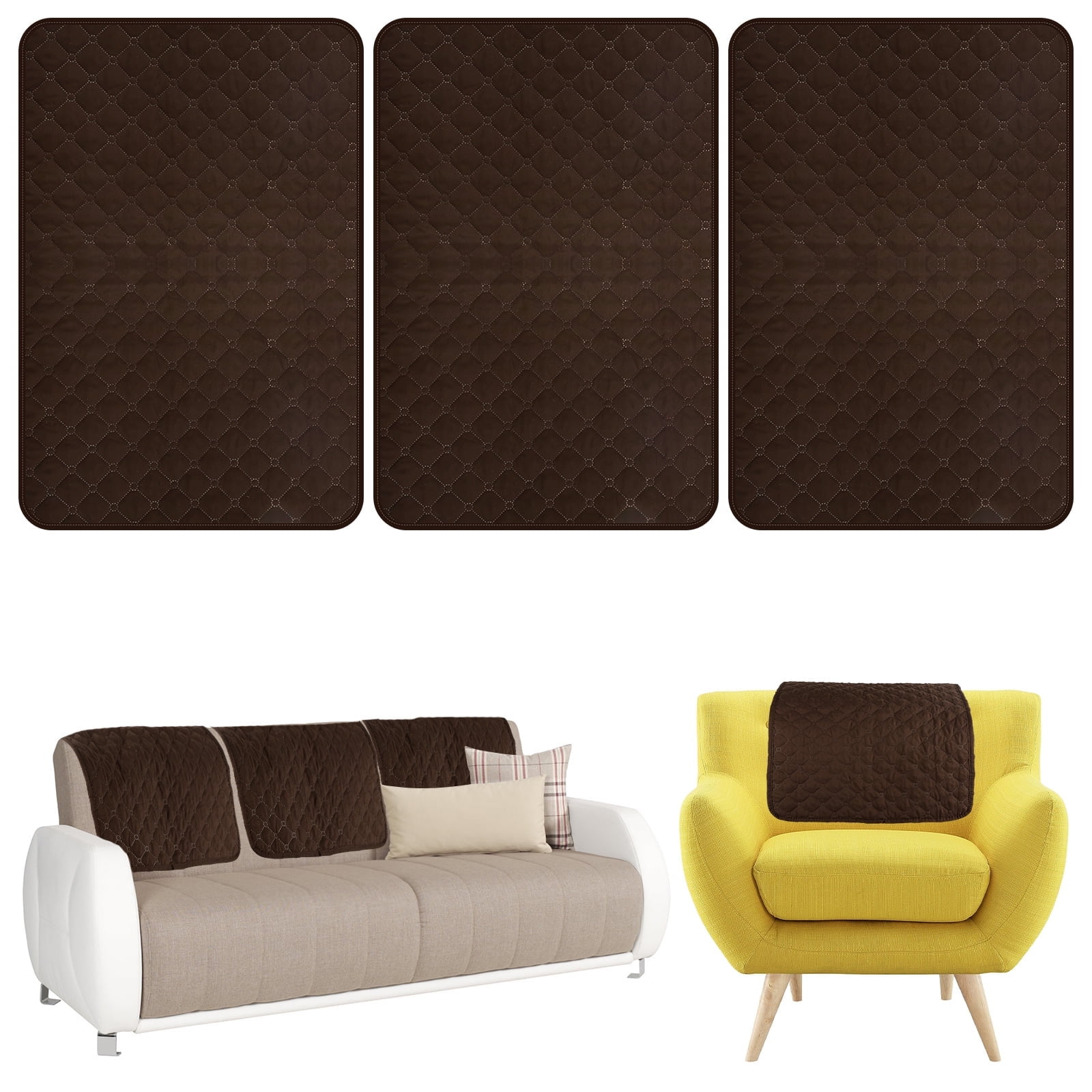 Hvxrjkn 3Pcs Sofa Headrest Covers, Soft Polyester Furniture Protector ...