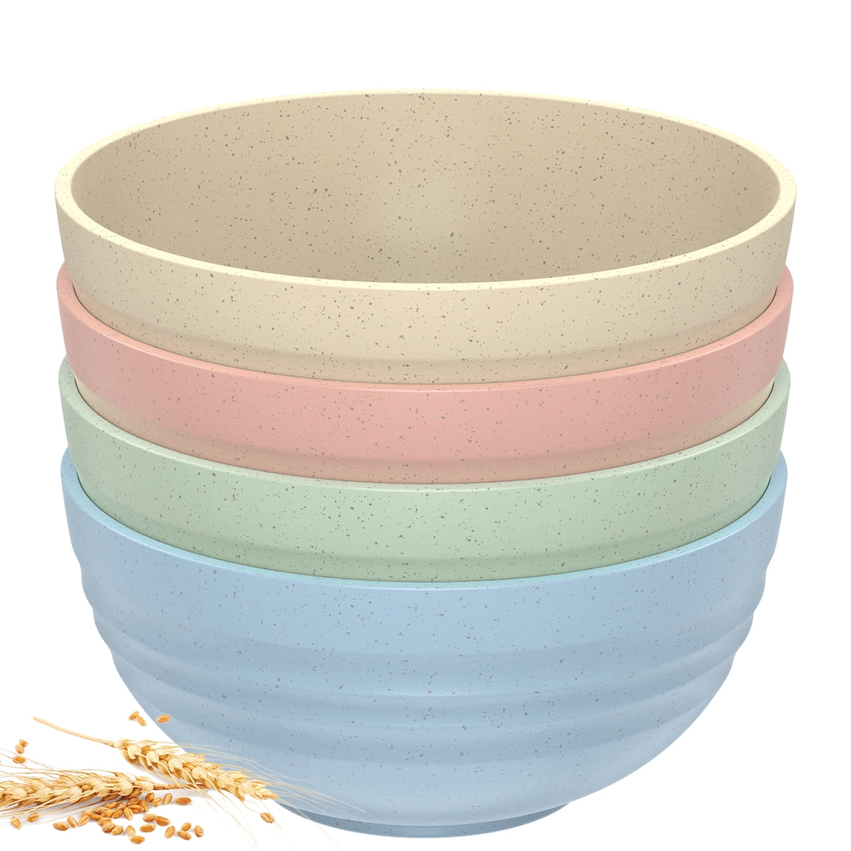 BUTORY 4Pcs Cereal Bowls Unbreakable Wheat Straw Bowls Set Microwave ...