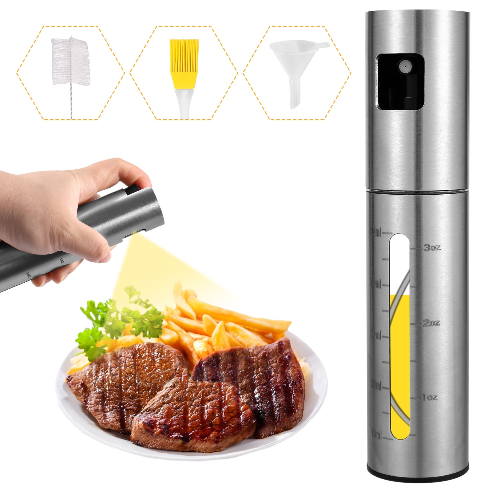 BUTORY 4Pcs Oil Sprayer Bottle 3.5oz Stainless Steel Oil Dispenser ...