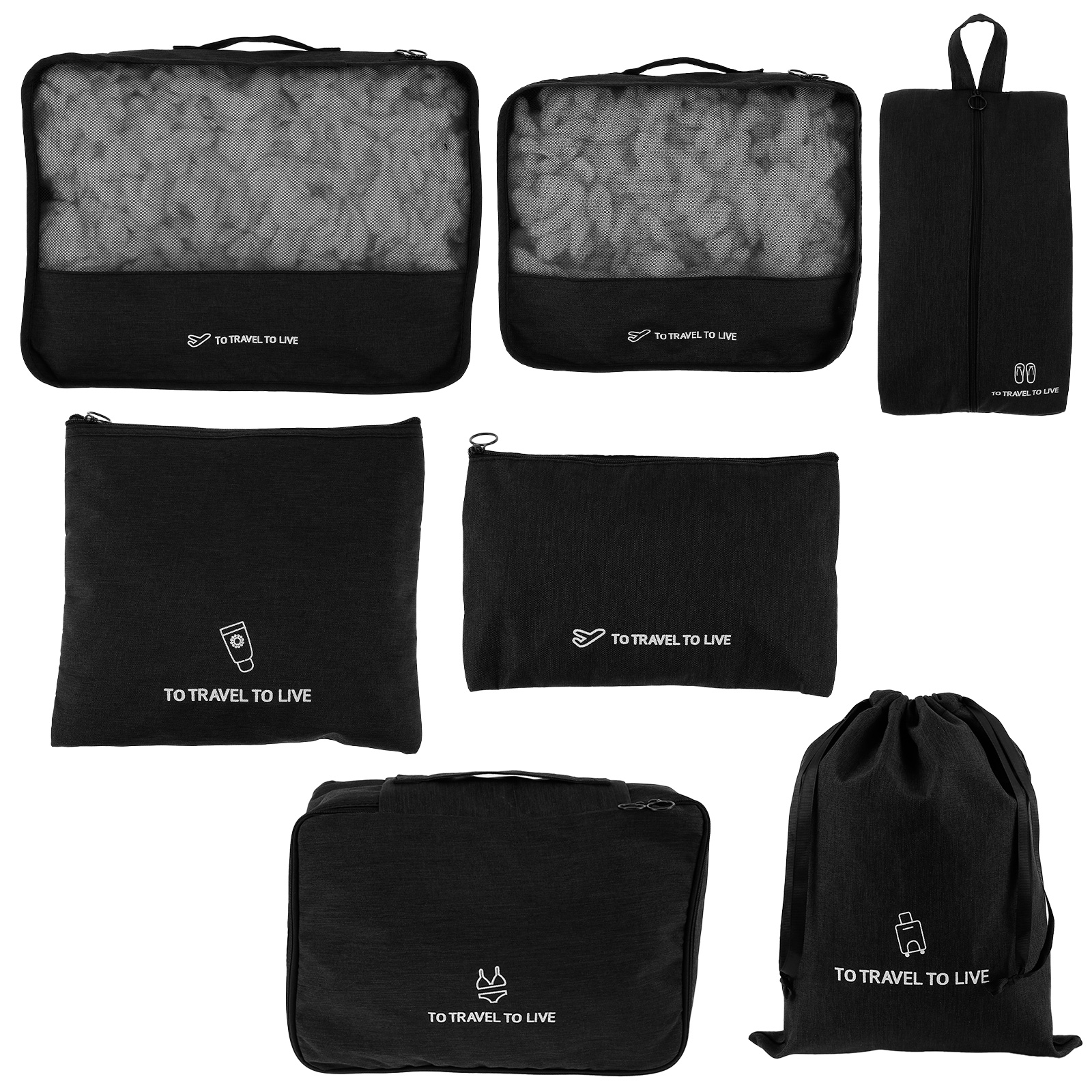 BUTORY 7Pcs Travel Packing Cube Set Portable Suitcase Storage Bag ...