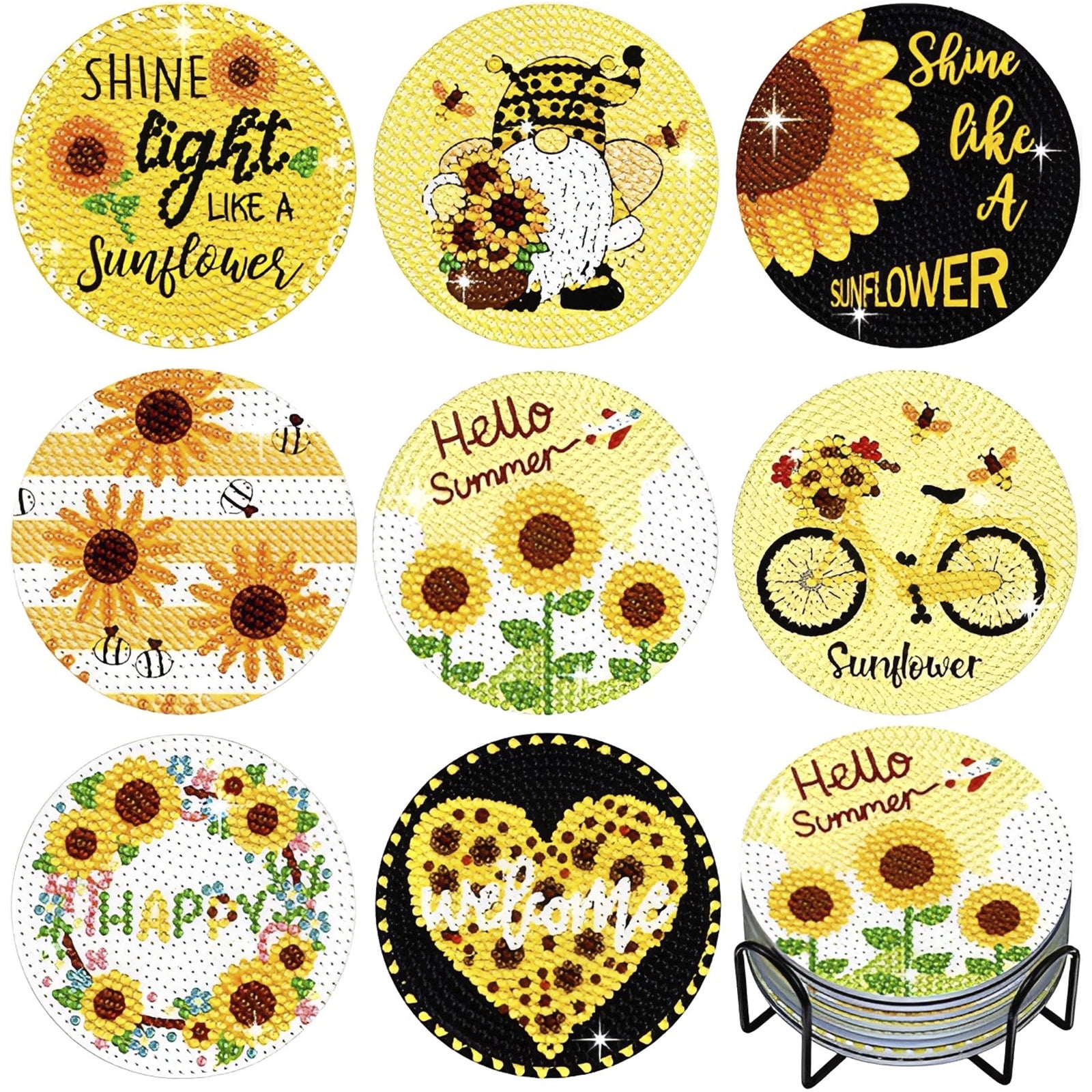 BUTORY 8 Pcs Diamond Paint Cup Mat Kit with Holder Sunflower Diamond ...