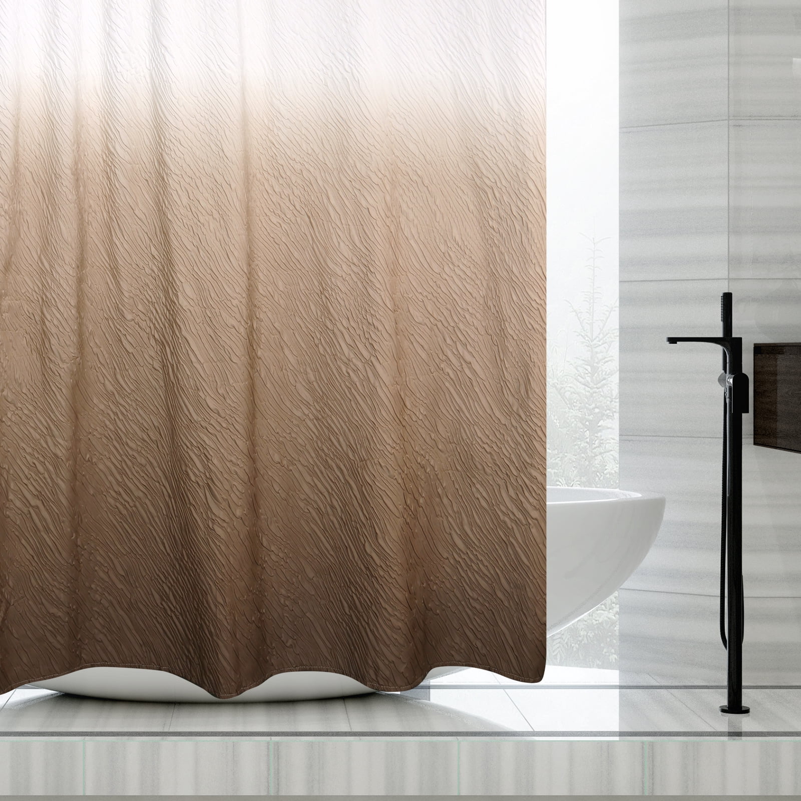 BUTORY Bathroom Blue Shower Curtain Set Ombre with 12 Hooks, Modern ...