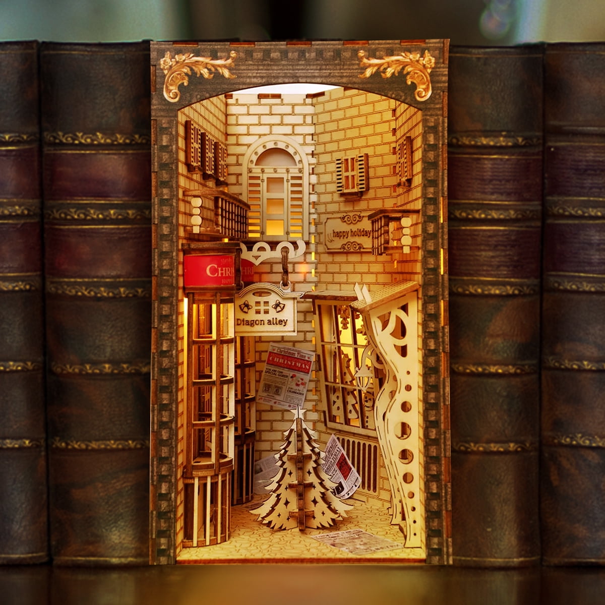 BUTORY DIY Book Nook Kit 3D Wooden Puzzle Bookshelf Insert Decor with ...