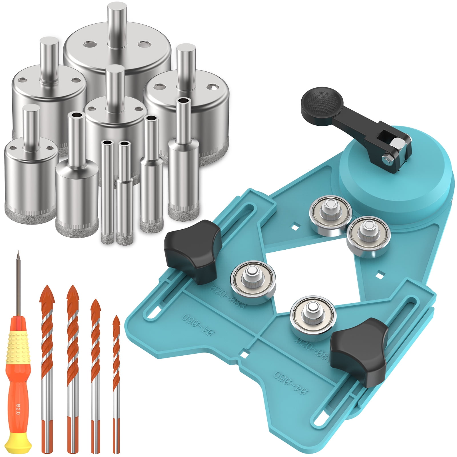 BUTORY Diamond Hole Saw Kit Adjustable Hollow Drill Hole Saw Suction Cup Base High Precision ...