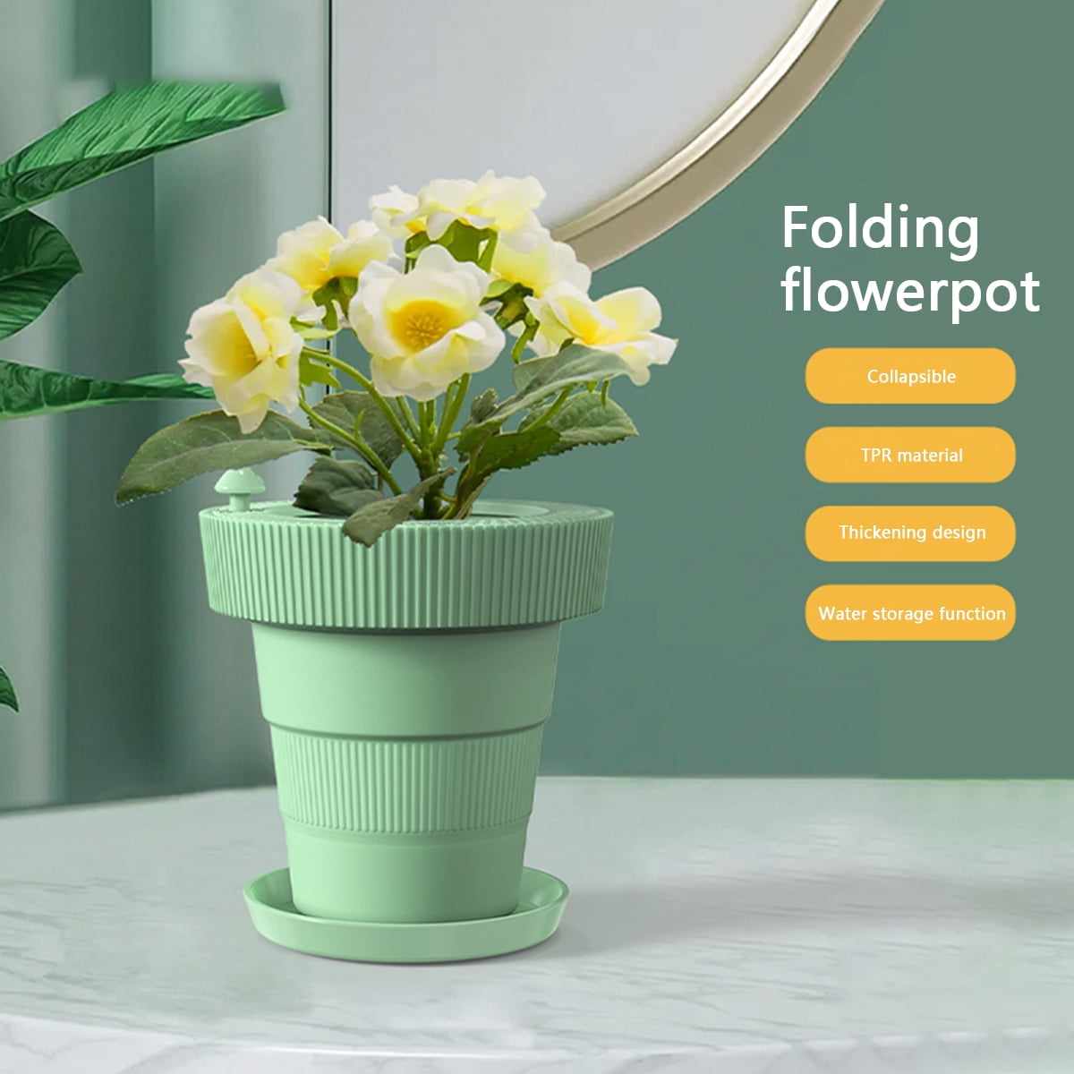 BUTORY Foldable Flower Pot with Drainage Hole and Tray, Minimalist ...