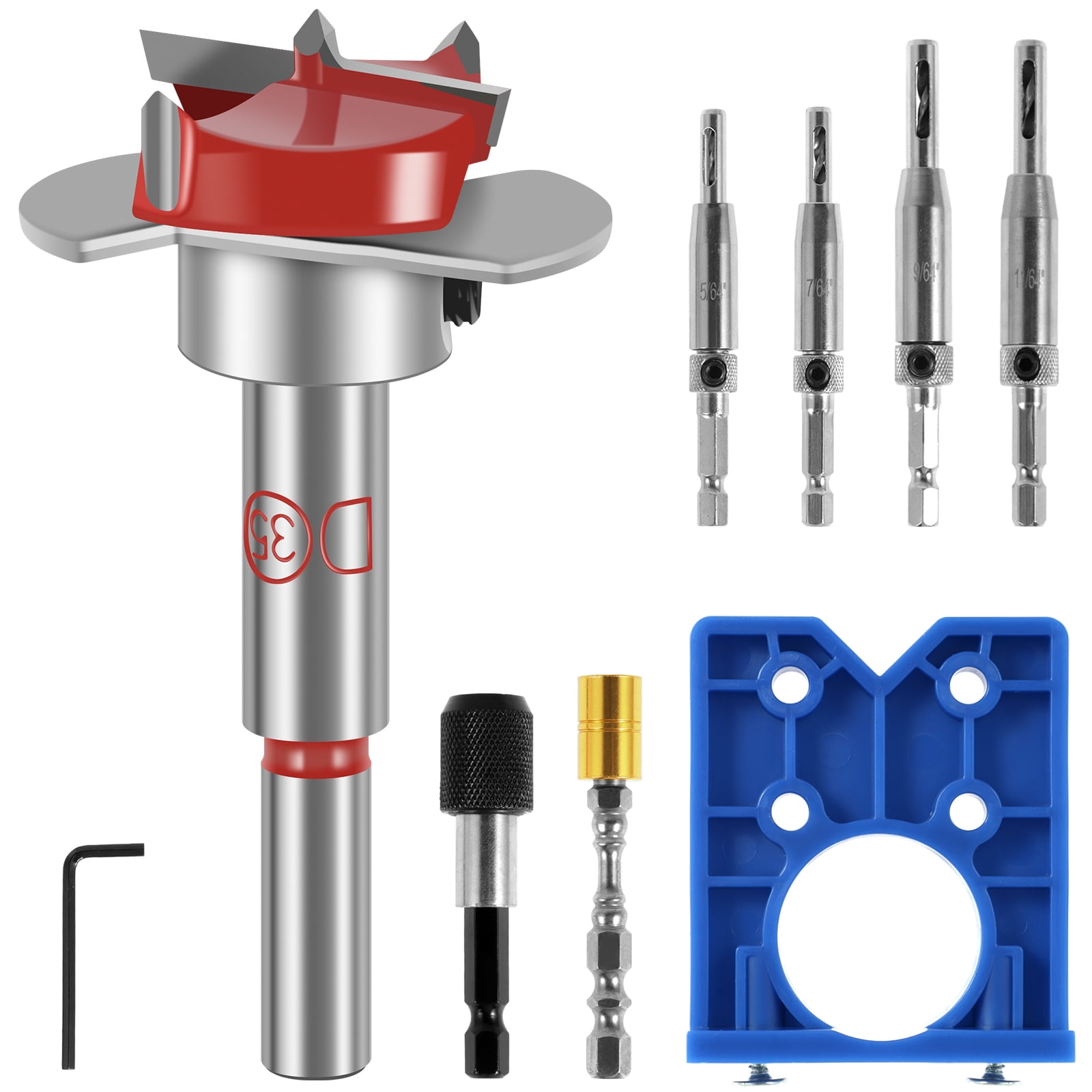 BUTORY Hinge Drilling Jig Kit 35mm Concealed Hinge Drilling Guide ...