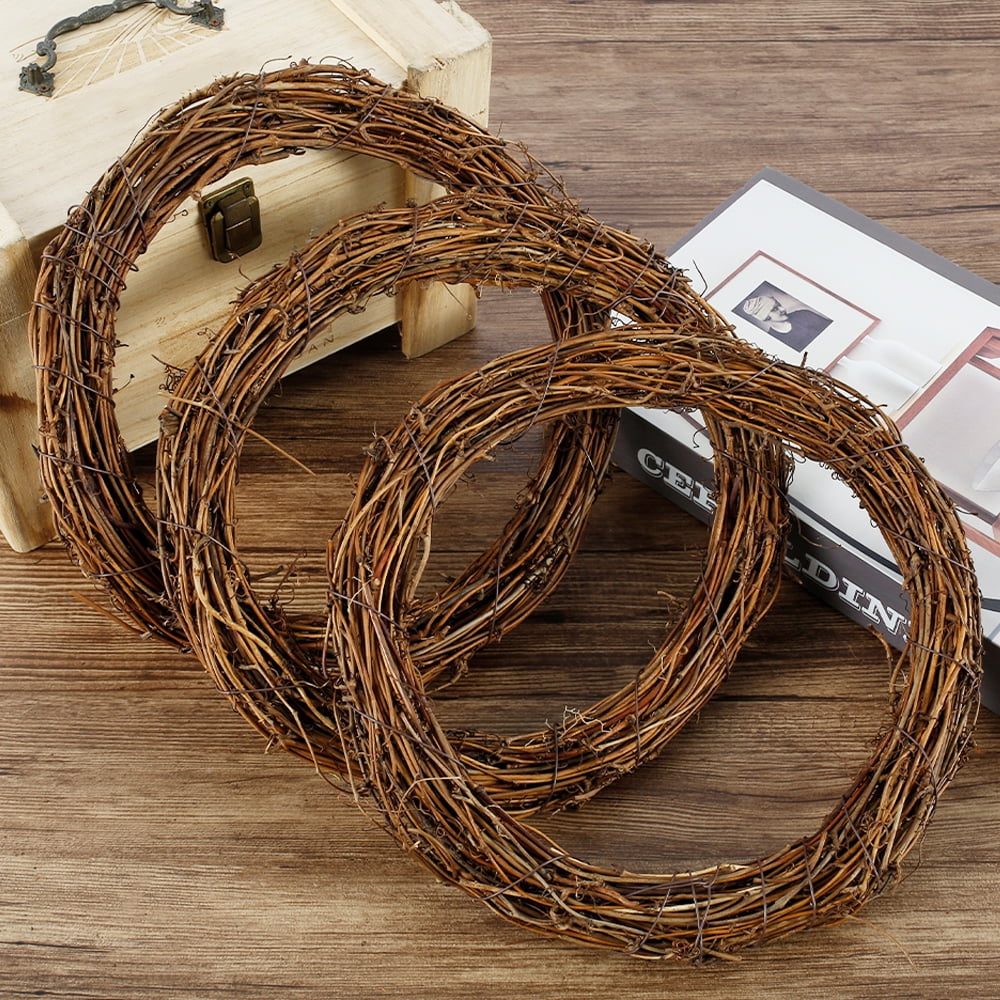 BUTORY Rattan Wreath Natural Grapevine Wreath Christmas Dried Rattan ...