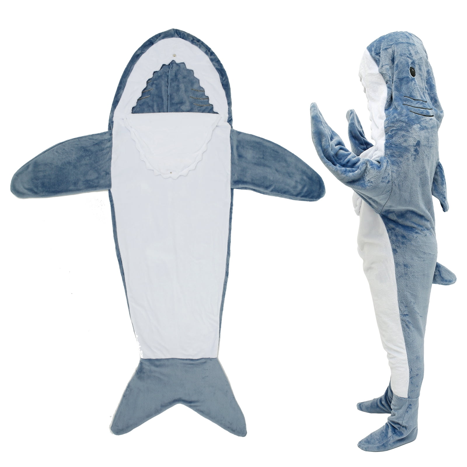 BUTORY Shark Blanket Hoodie Adult Shark Blanket Flannel Hoodie Soft ...