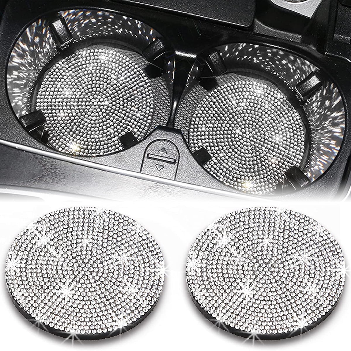 BUTORY Universal Bling Car Coaster, Silicone Anti-Slip, Rhinestone ...