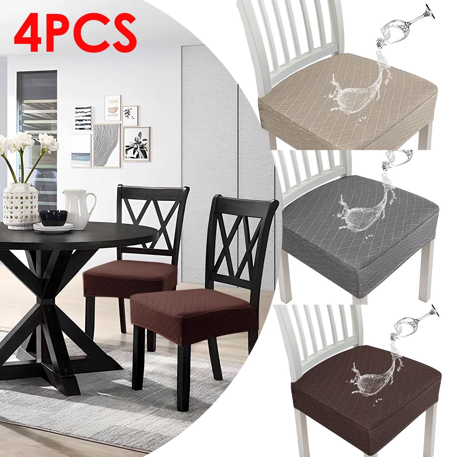 BUTORY Waterproof Seat Covers for Dining Room Chairs Set of 4/8 ...