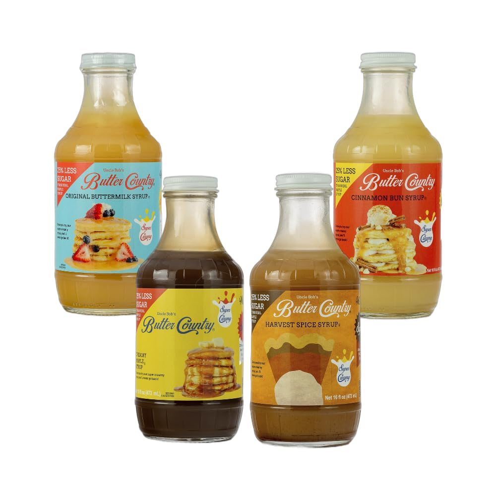 BUTTER COUNTRY Rich & Creamy Buttermilk Syrup | 4-flavor pack: Original ...
