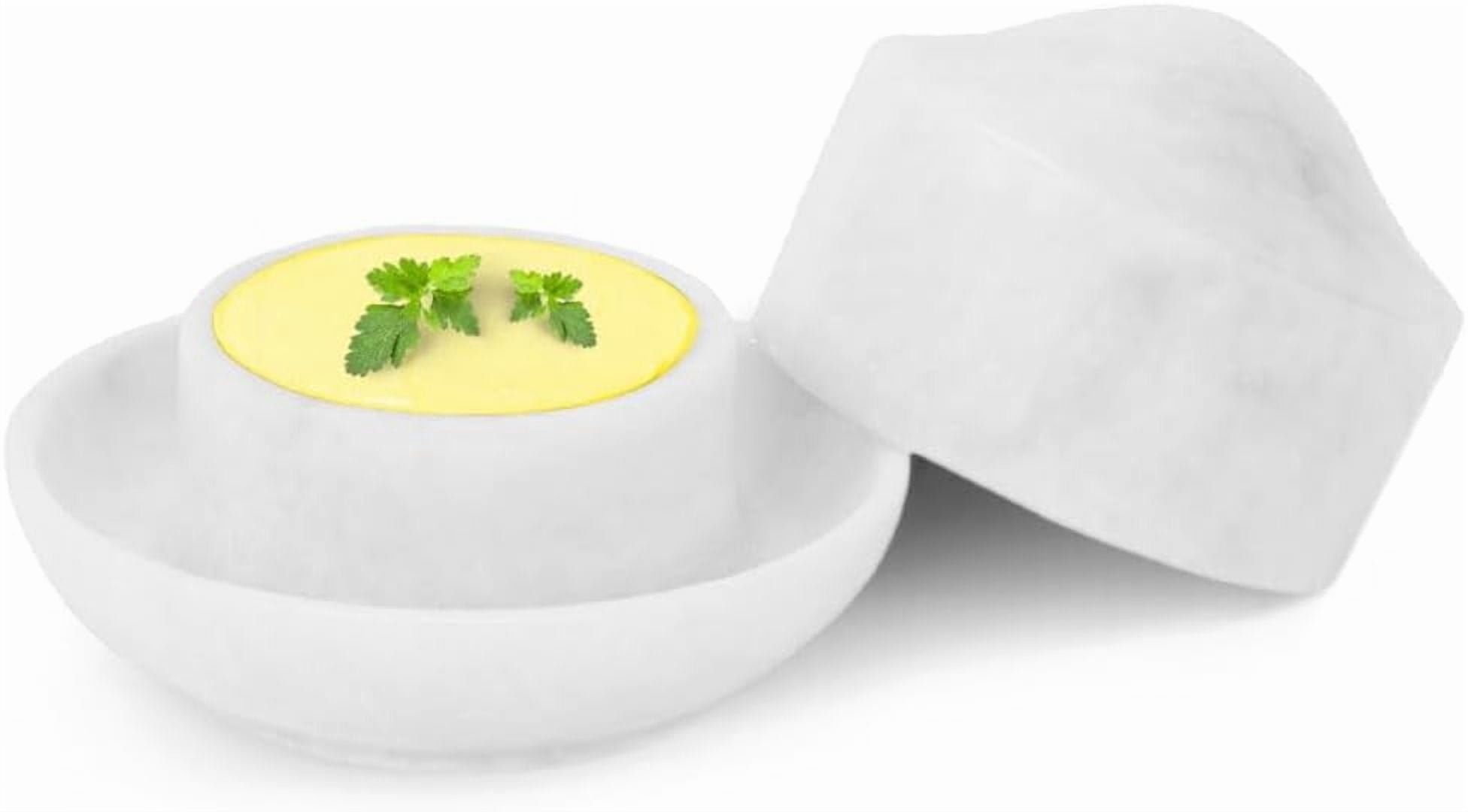 Radicaln White Marble Butter Dish with Lid 3" Handmade Butter Container ...