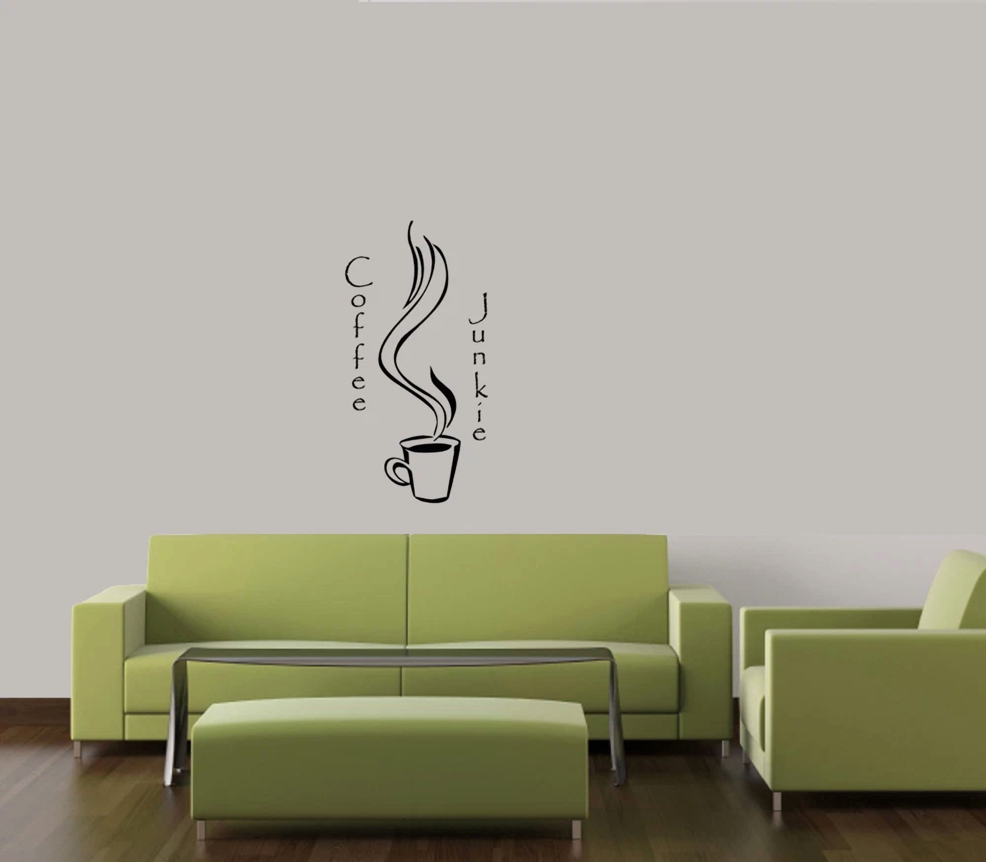 BUTTERFLY- Coffee Junkie Vinyl Art Lettering Words Decals Home Wall ...